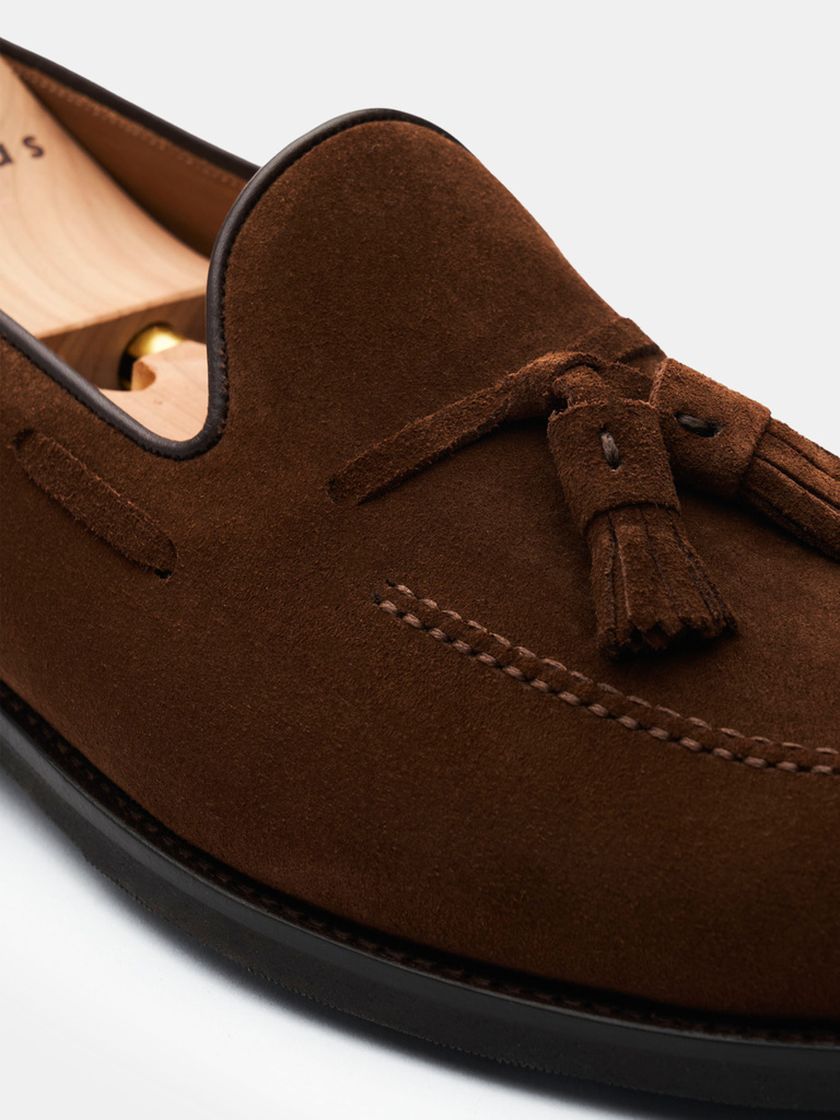 The Tassel Loafer - Medium Brown Suede - Rubber Sole | MORJAS