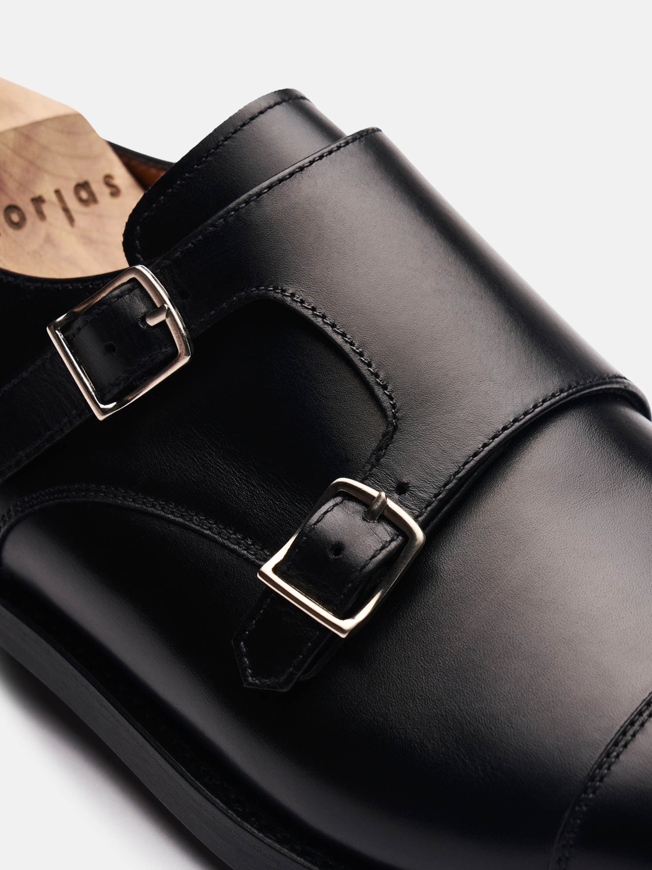 The Double Monkstrap - Black Calf | MORJAS